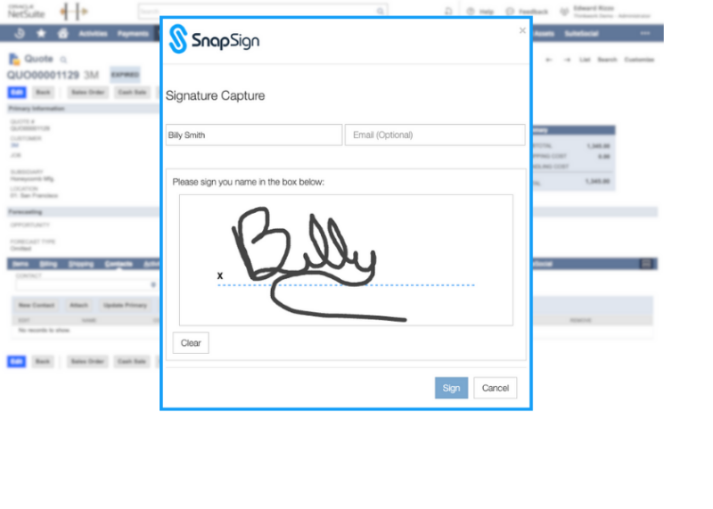 Electronic Signature for NetSuite