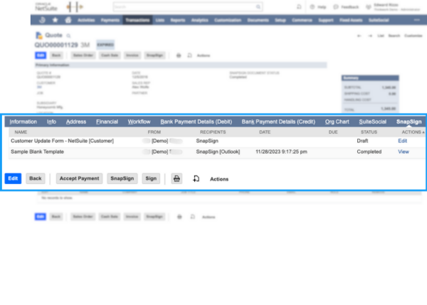 Electronic Signature for NetSuite